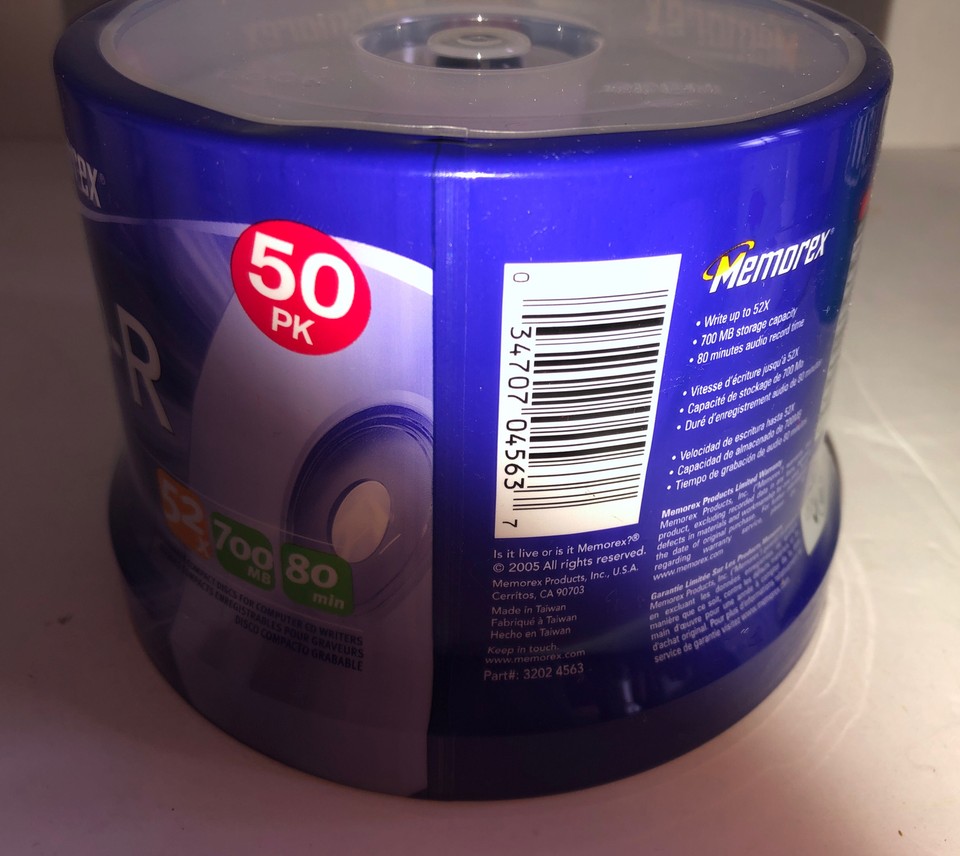 MEMOREX CD-R 50 PACK 52X 700MB 80MIN NEW SEALED | eBay