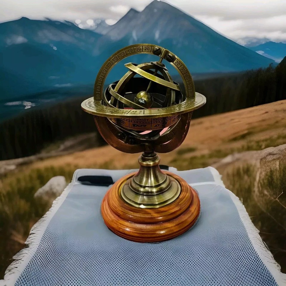 Antique Brass 5" Armillary Sphere Globe Astrolabe Zodiac Armillary New ...