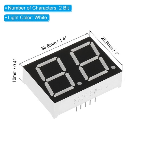 5Pcs Common Anode 7 Segment 10 Pin 2Bit 3.3V LED Display Digital Tube ...