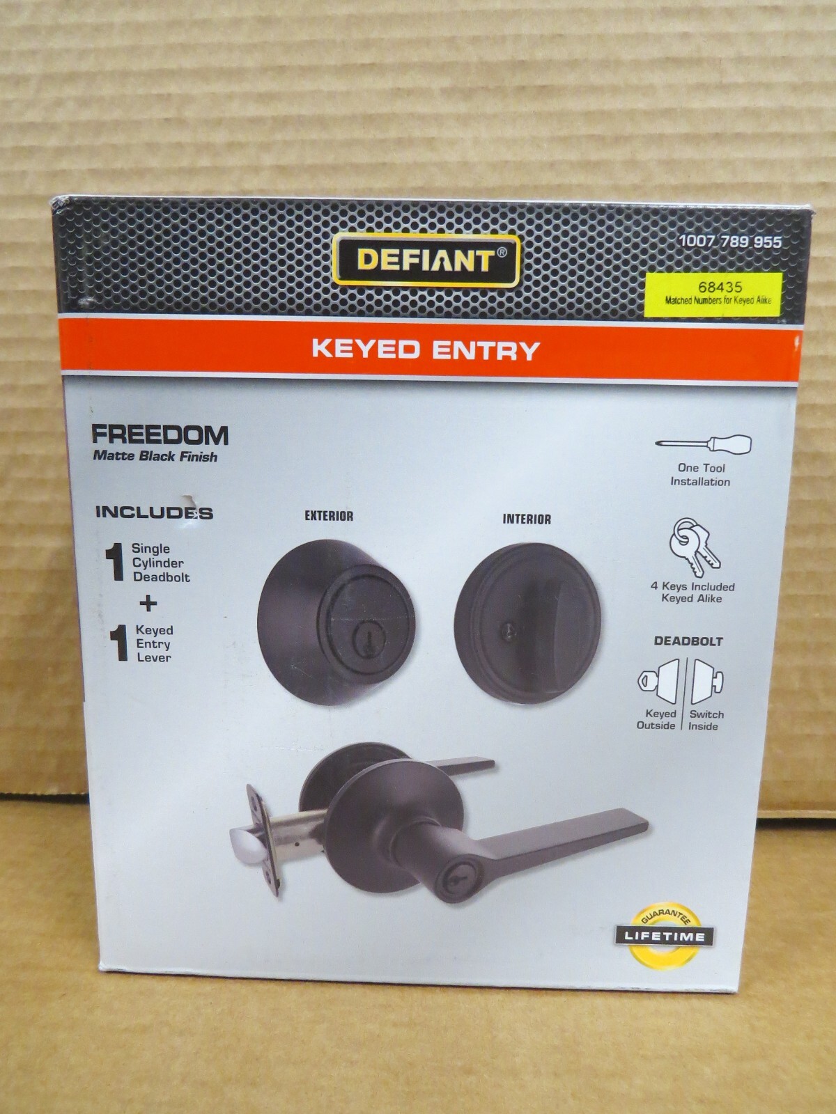 Defiant FREEDOM Keyed Entry Lock Set w/Deadbolt & Lever Handle Matte ...