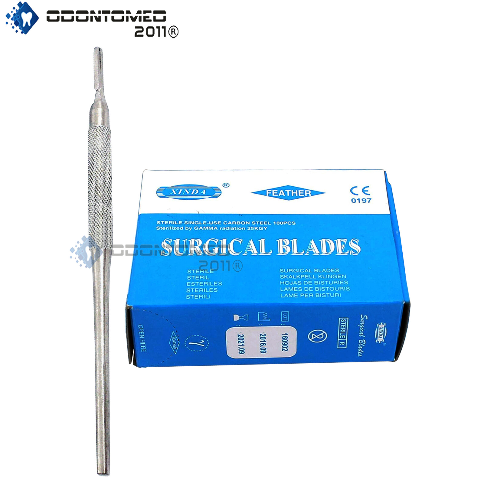 Stainless Steel Round Scalpel Handle #3 +5 Sterile Surgical Blades #15 ...