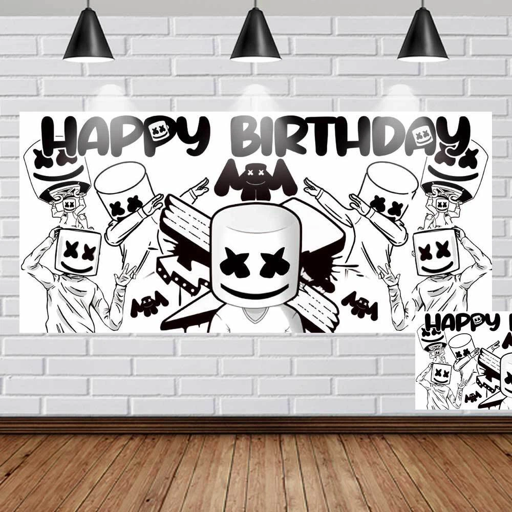 Printable DJ Marshmello Birthday Backdrop Digital File DIY, 54% OFF