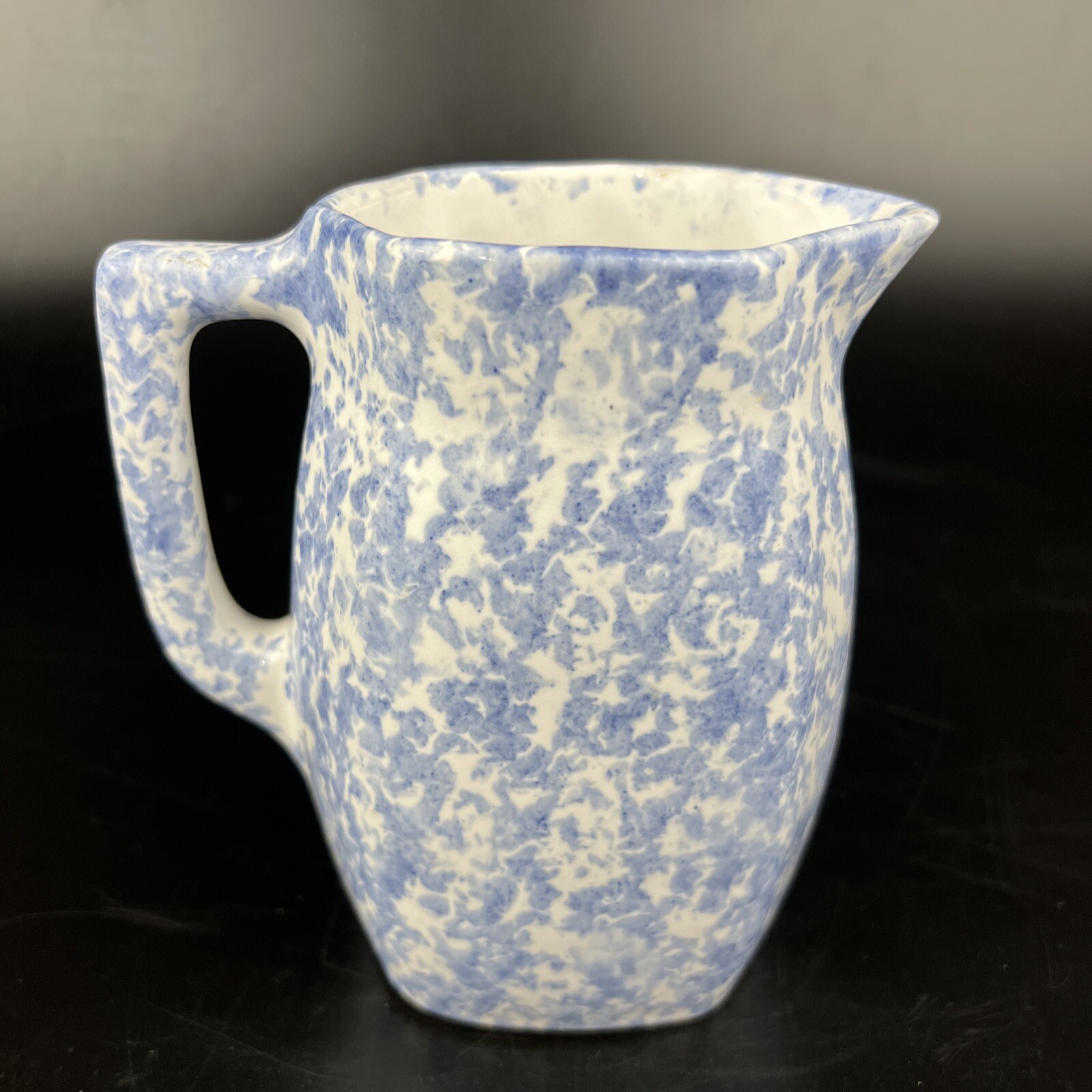 Vintage Bybee Pottery ~ Kentucky ~ Primitive Pitcher ~ Blue Spongeware ...