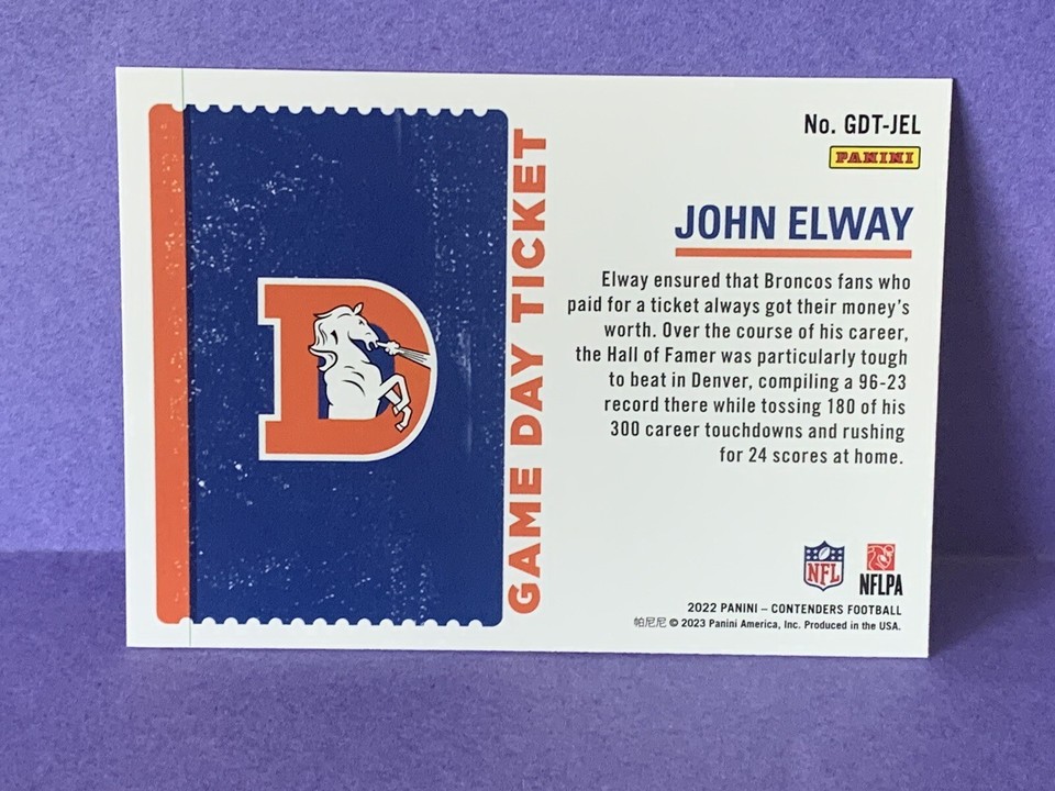 2022 Contenders Game Day Ticket #GDTJEL John Elway | eBay