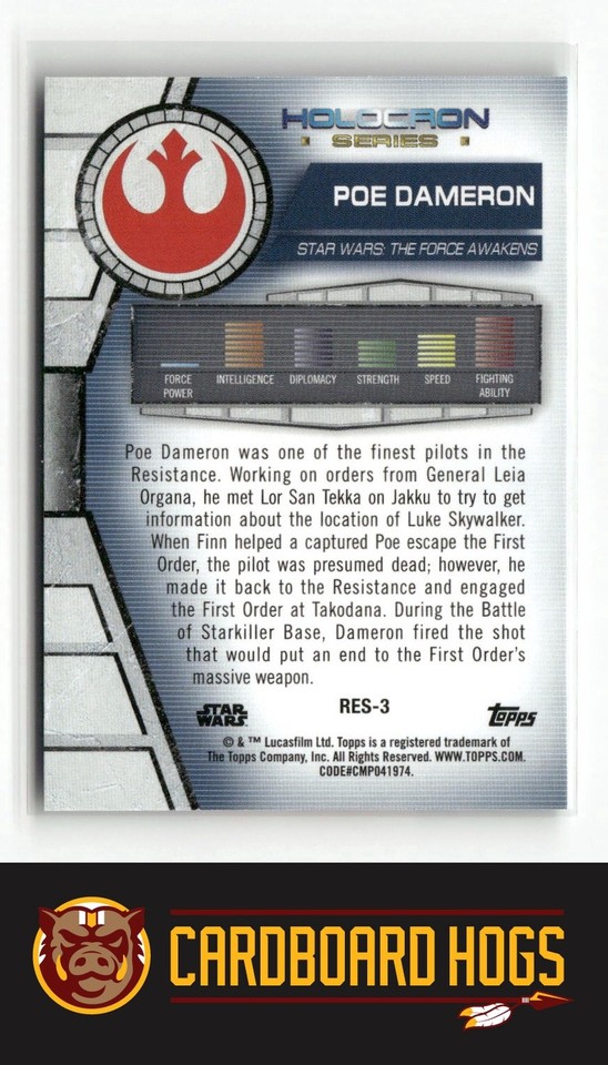 2020 Topps Star Wars Holocron Series #RES-3 Poe Dameron GREEN | eBay
