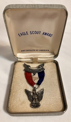 Vintage EAGLE SCOUT Boy Scouts of America MEDAL Award Sterling Silver ...