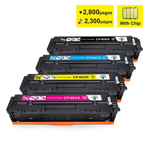 4 PACK For HP 201X CF400X CF401X CF402X CF403X KCYM color toner ...