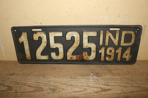 Vintage 1914 Indiana Embossed Metal License Plate | eBay