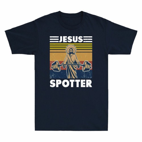 Weightlifting Jesus Spotter Funny Jesus Lifting Vintage Tee Men's ...