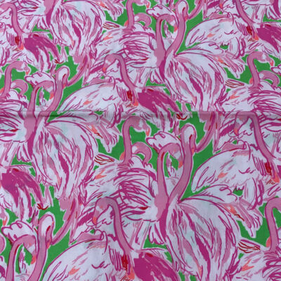 ~~ Lilly Pulitzer Poplin Cotton Fabric Prep Green Pink Colony 47" X 57 ...