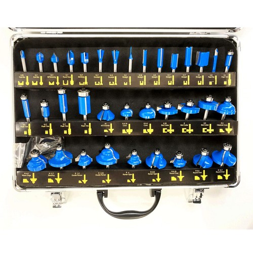 35pc 1/4" Shank Tct Router Bit Set & Carry Case - Tungsten Carbide ...