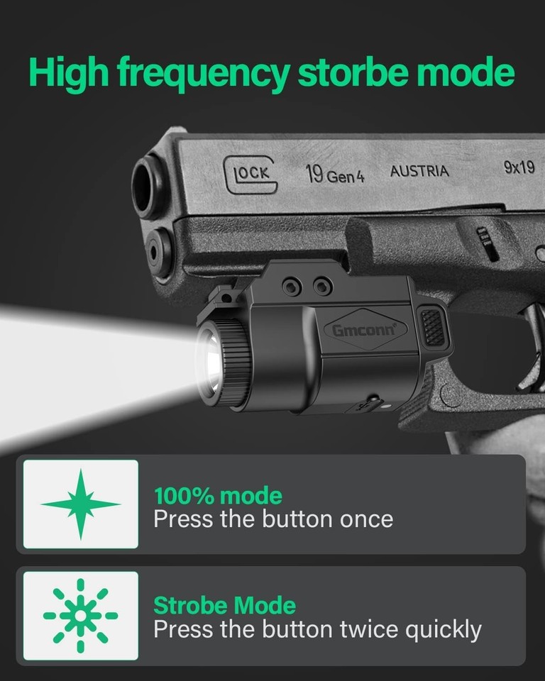 LED Flashlight Weapon Light For Handgun Picatinny Pistol Light Torch ...