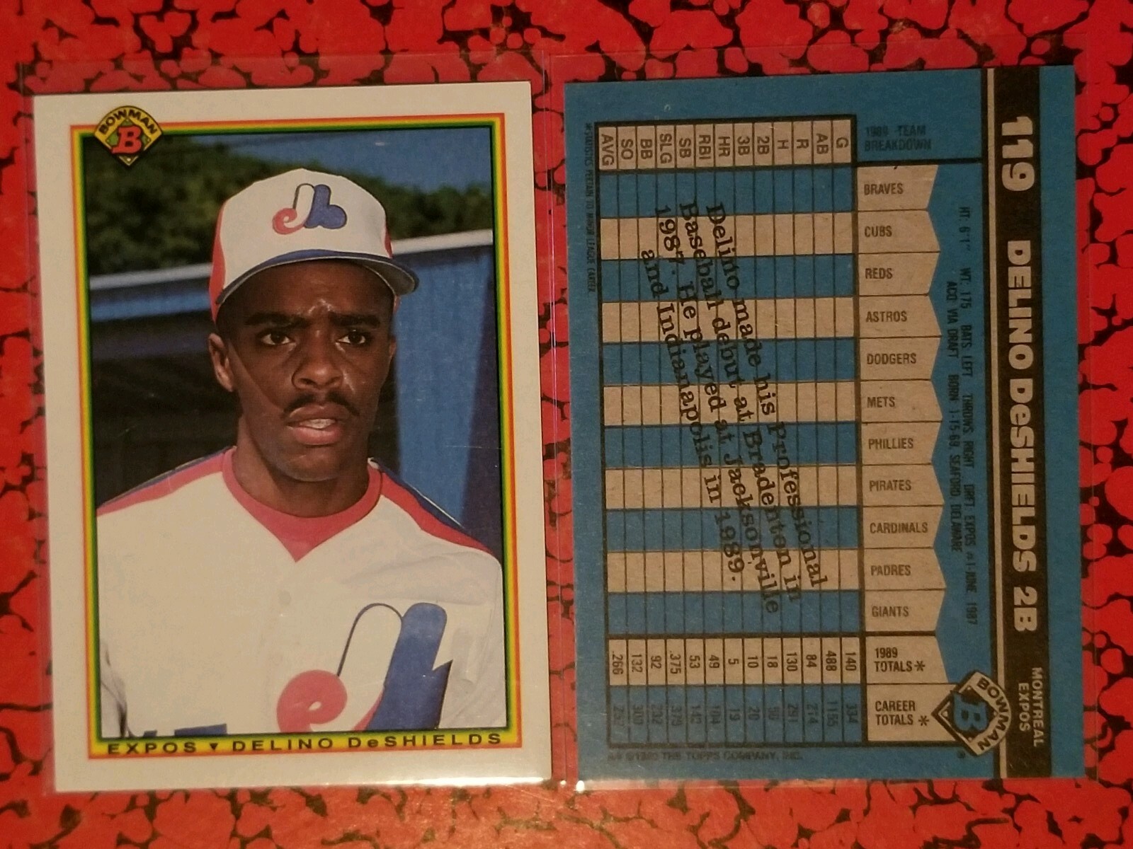 1990 Bowman Montreal Expos Baseball Card #119 Delino DeShields Rookie ...