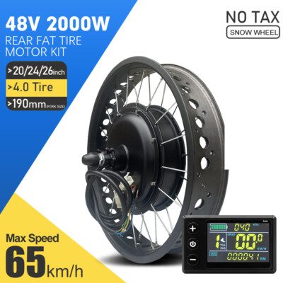 48V 2000W EBike 20 24 26er 4.0 Fat Tire Rear Wheel Hub Motor Kit ...