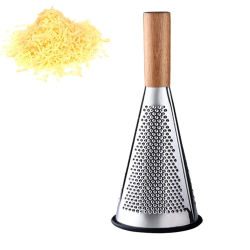 Cone Shape Cheese Grater Stainless Steel Home Shaver Wooden Handle ...