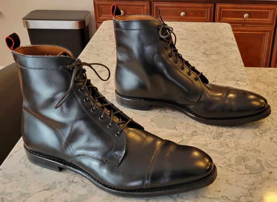 Men's Allen Edmonds Boots Black Leather First Avenue Dress Lace Up Cap ...