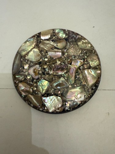 Vintage Abalone Shells Encased In Lucite or Resin Trivet or Hot Plate ...