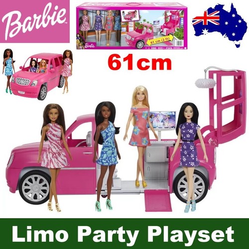 Barbie Limo Party Playset with 4 Dolls and Limo Vehicle Transforming ...