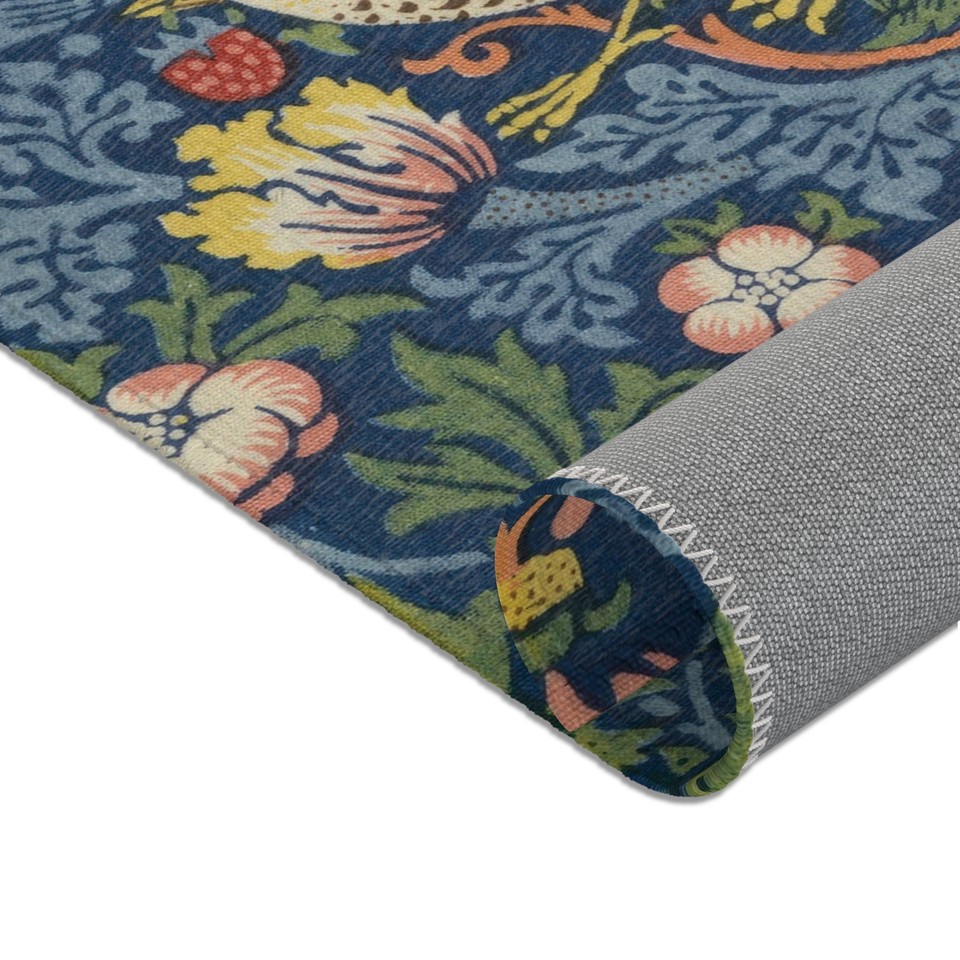 William Morris Strawberry Thief Indigo Area Rug - Large Flat Profile ...
