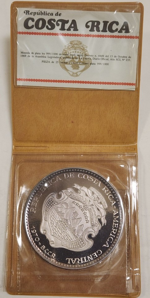 1970 Costa Rica 25 Colones Proof Silver Coin Sealed w/OGP Rare! | eBay