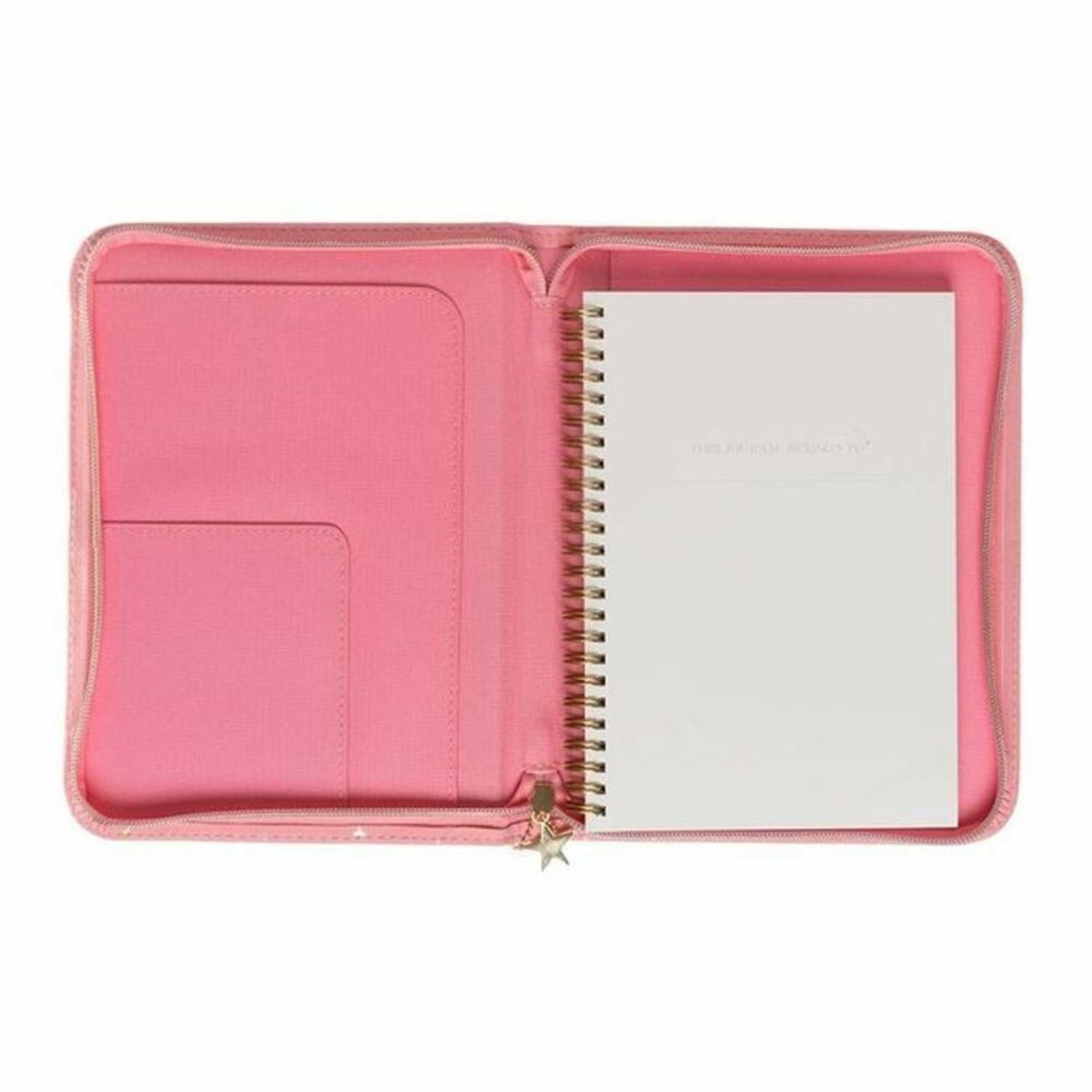 WHSmith Celeste A5 Zipped Notebook Pink Faux Leather Gold Wish Upon A ...