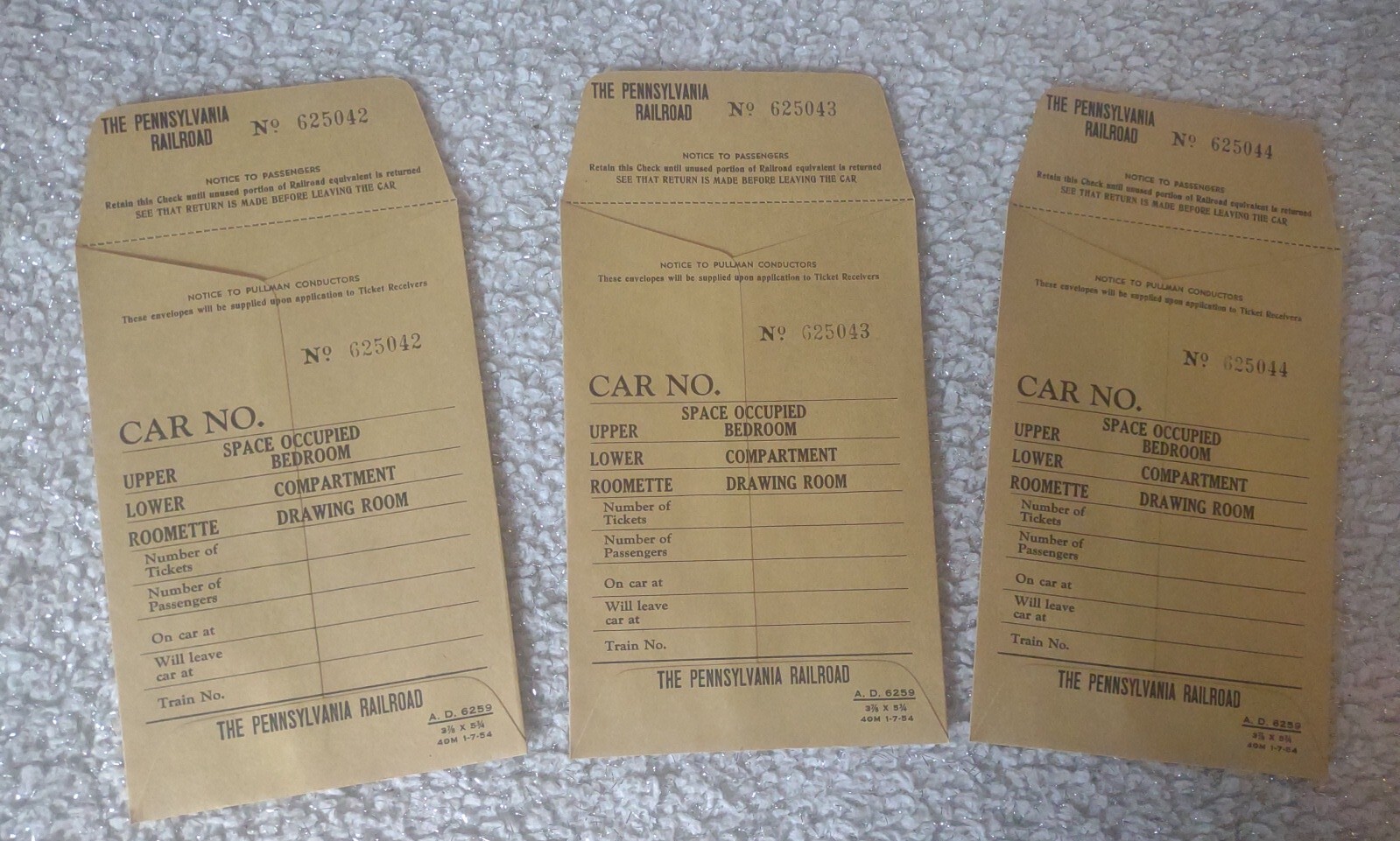 Vintage 1954 Pennsylvania Railroad Envelope A.D. 6250 Lot Of 3 Unused ...