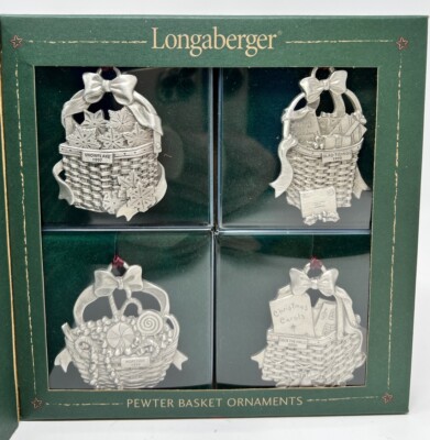 Longaberger Basket Pewter Christmas Ornaments Set of 4 | eBay