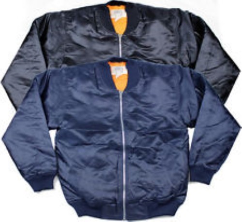 Flying Jacket Bomber Mens Well Padded Orange Lining Brass Zip Work ...