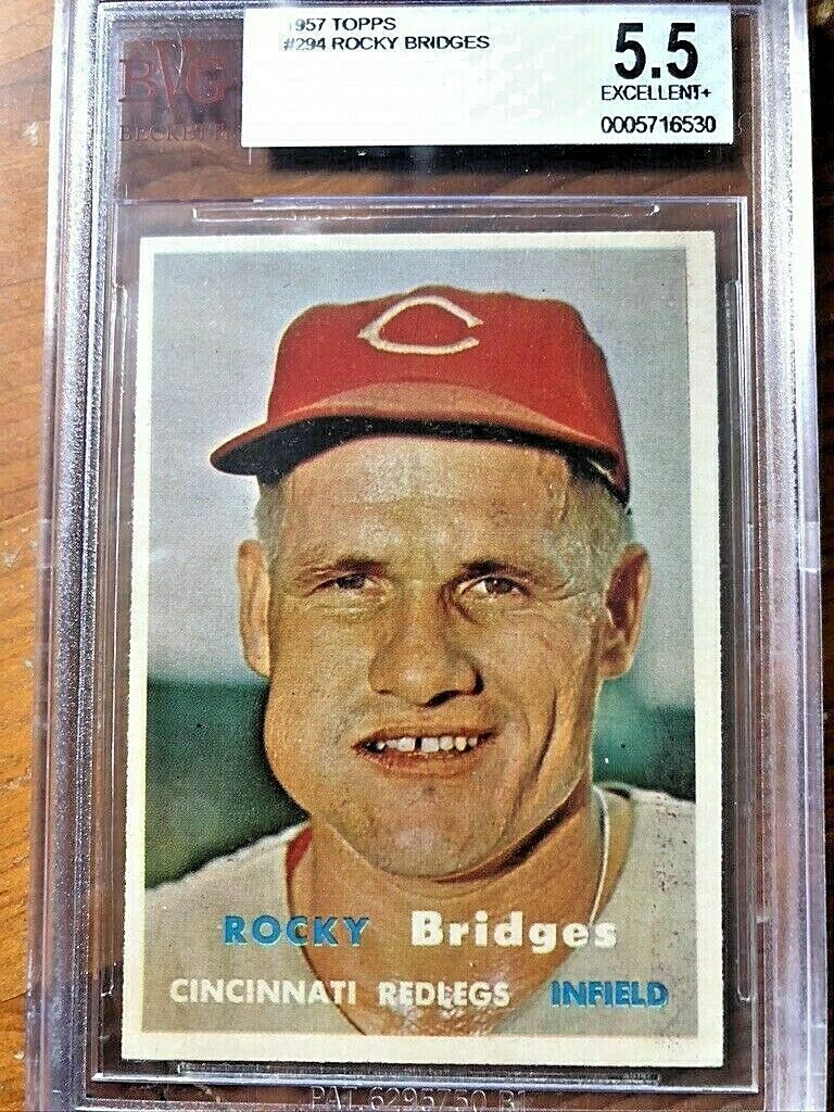 1957 Topps Baseball Card #294 Rocky Bridges BVG 5.5 | eBay