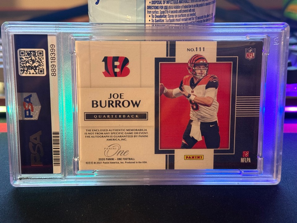 2020 Panini One Joe Burrow Premium Rookie Patch Auto GOLD /5 RC PSA 8.5 ...