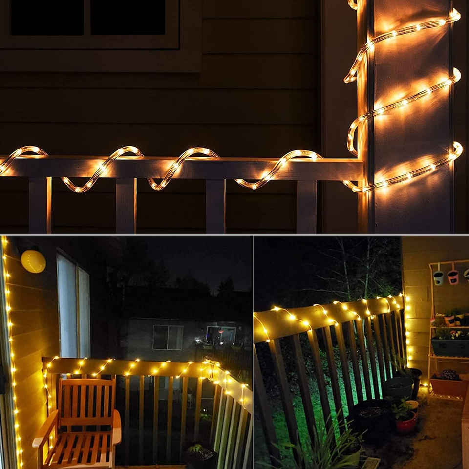 Solar Rope Light 33FT 100L IP65 Weatherproof Outdoor LED Copper Fairy ...