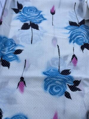 Vintage Swiss dot fabric 45" wide 2 yards + blue pink roses flocked ...