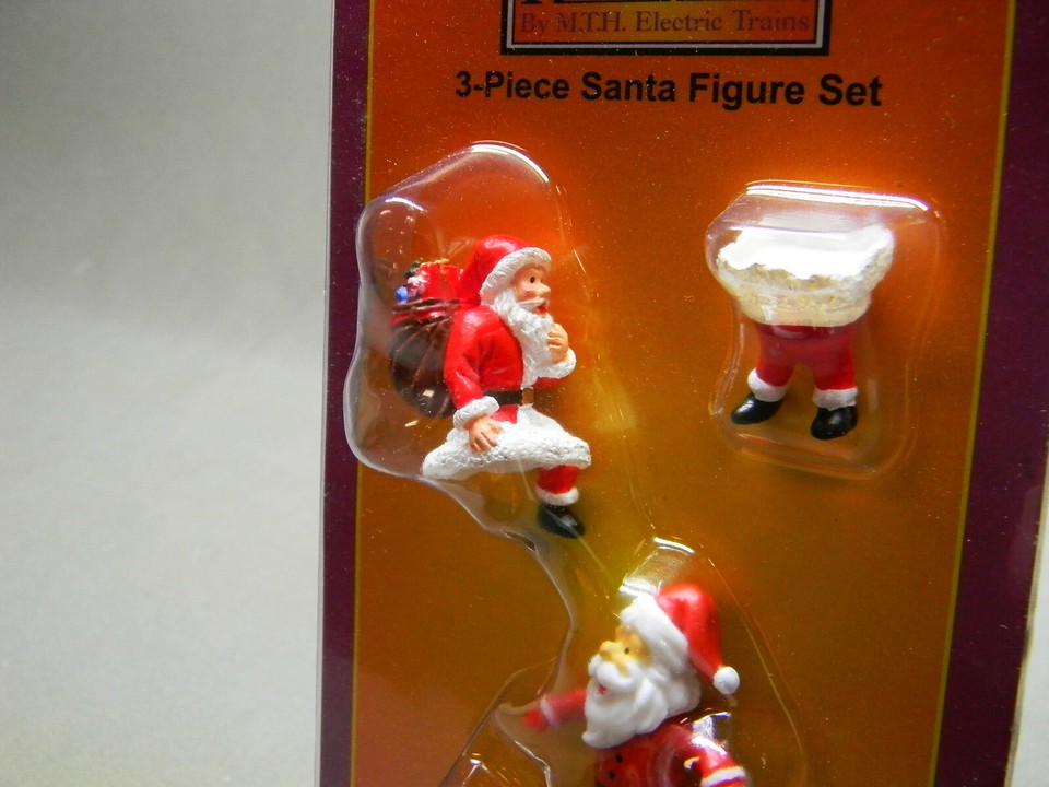MTH RAIL KING SANTA CLAUS FIGURES 3 PACK O GAUGE people christmas snow ...