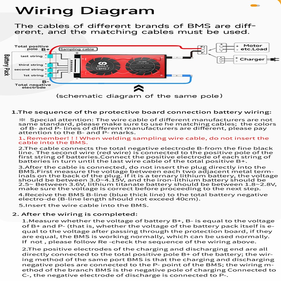 Daly BMS 12S 48V 20-100A Li-ion Battery PCB Board Common Port with ...