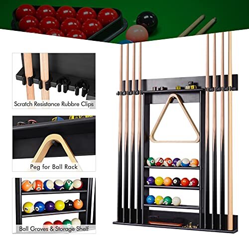 Pool Stick Holder Pool Cue Rack Wall Mount 8 Pool Cue Holder Wall ...