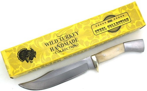 Wild Turkey Handmade Real Bone Handle Full Tang Fixed Blade Hunting ...