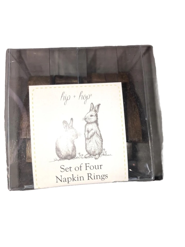 HIP HOP Napkin Rings Rabbit Bunnies Bunny Easter Sealed In Box Wood ...