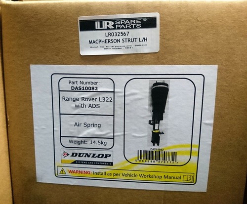 Dunlop Front L/H Air Spring - Range Rover L322 with ADS - LR032567 ...