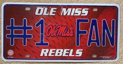 University of Mississippi Booster License Plate Ole Miss Oxford #1 Fan ...