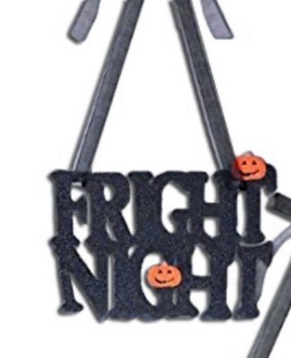 HALLOWEEN PUMPKIN FRIGHT NIGHT Glitter Hanging SIGN | eBay