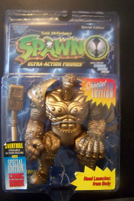 SPAWN OVERTKILL SPECIAL ED. GOLD TODD MCFARLANE TOYS ACTION FIGURE w ...