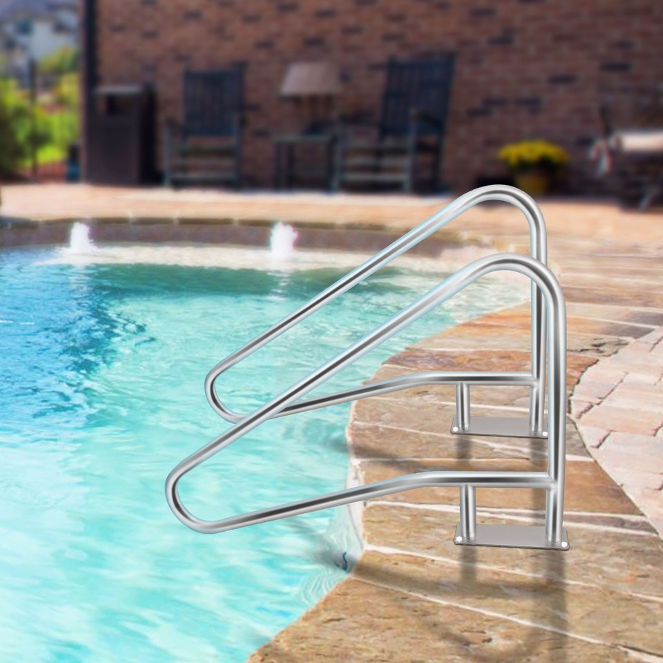 Inground Swimming Pool Stair Hand Rail Rustproof 304 Stainless Steel ...