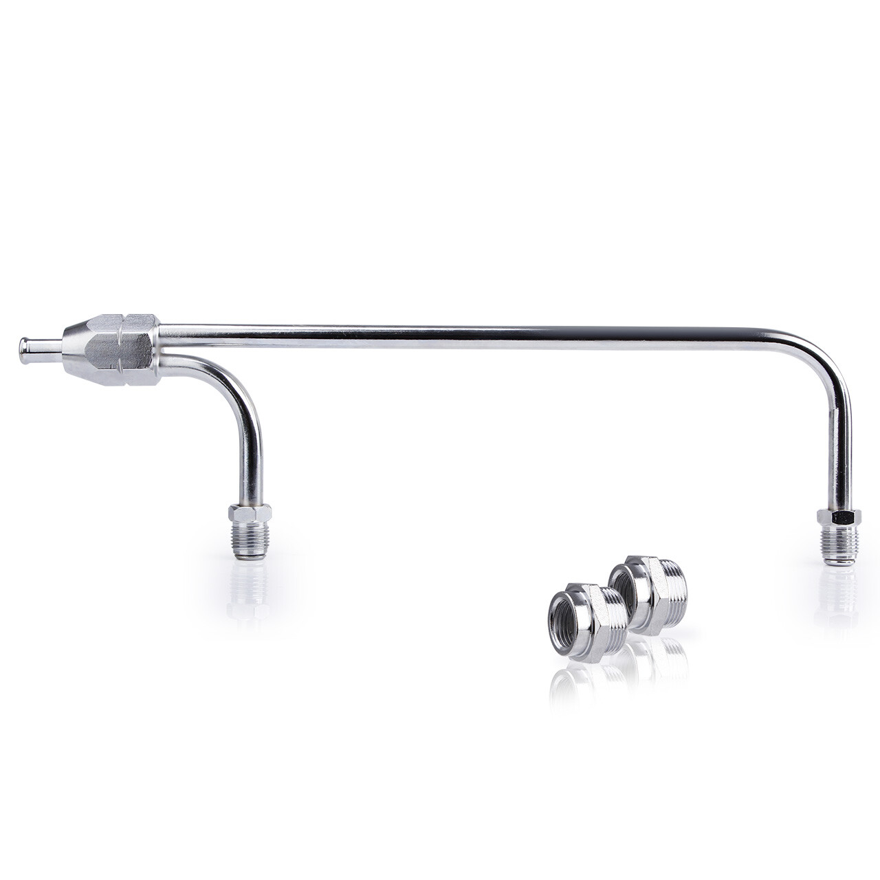 Chrome Dual Feed Fuel Line For Holley Carburetor 4150 Double Pumper 3/8 ...