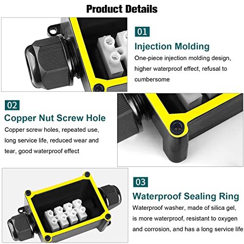 Waterproof Junction Box IP68 Outdoor Junction Box 2 PCS 2 Way Plug Line ...