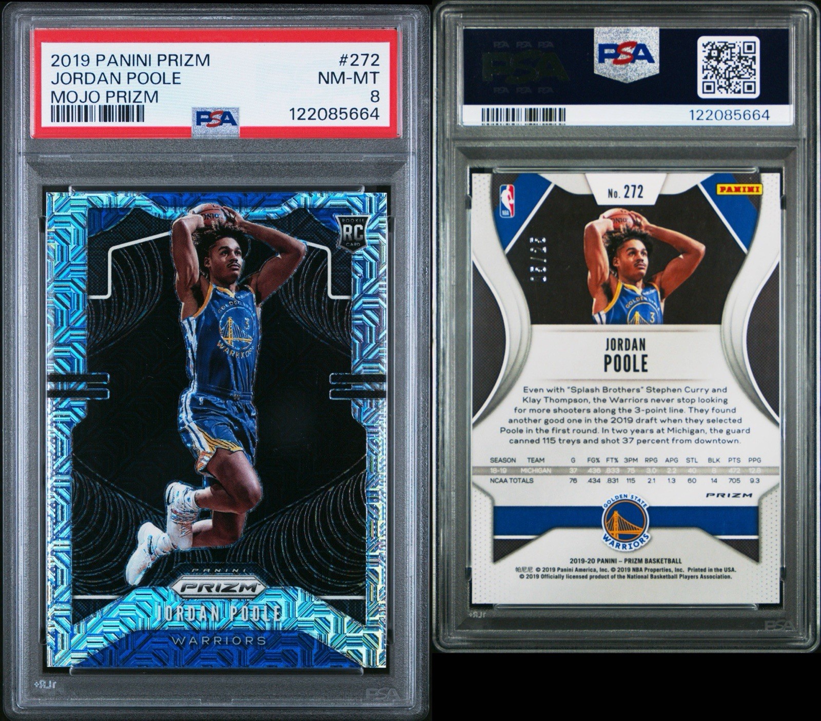 2019 Prizm Jordan Poole Mojo Prizm /25 Psa 8 Rc Rookie Card Rare ...