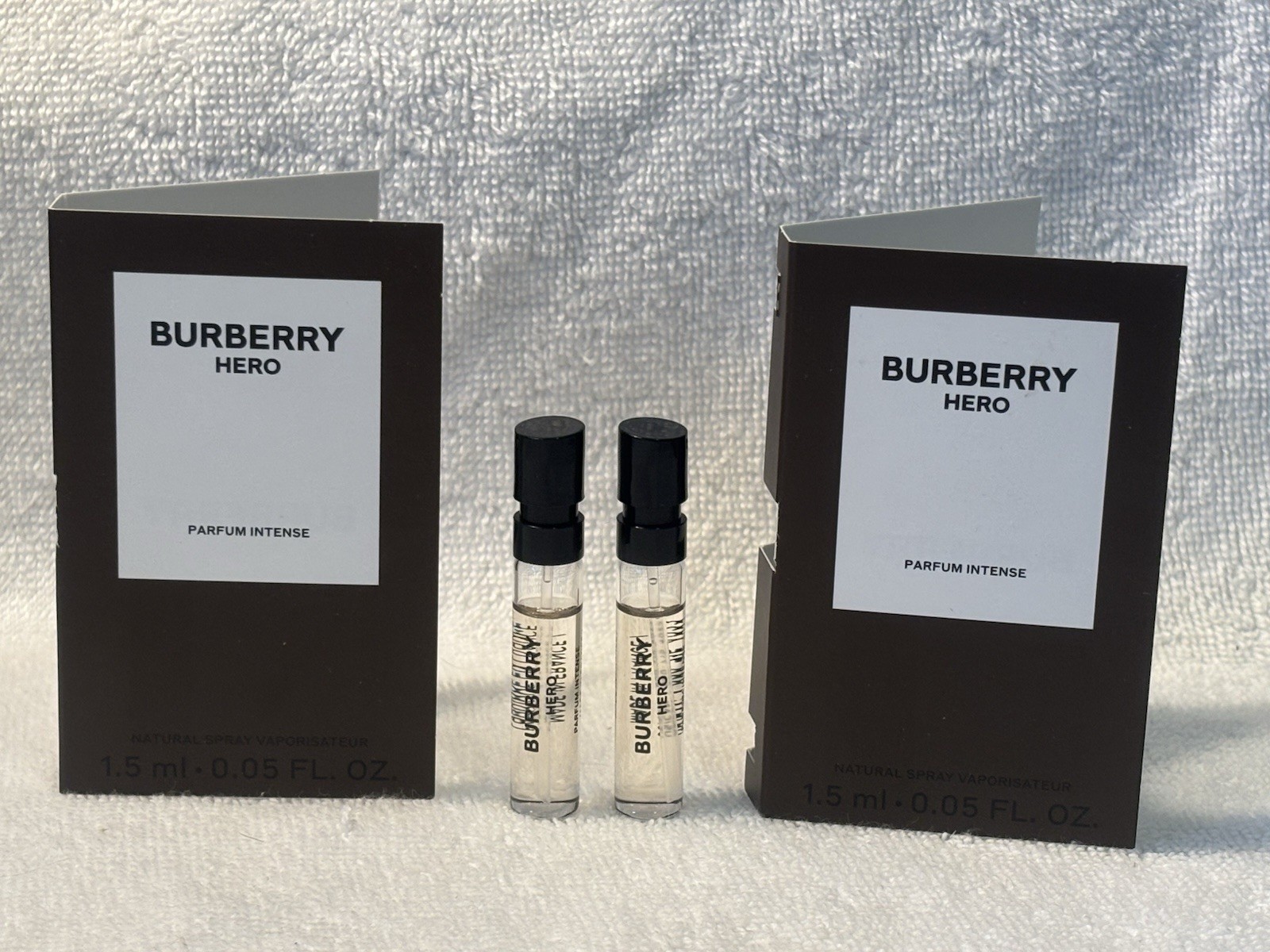 2X BURBERRY Hero Parfum INTENSE Men's Perfume Spray Sample Vial 1.5ml 0 ...