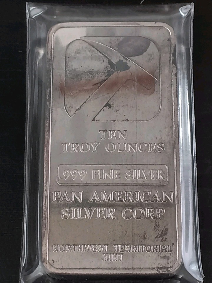 Pan American Silver Corp Ten Troy Ounces .999 Silver Bar Toned | eBay