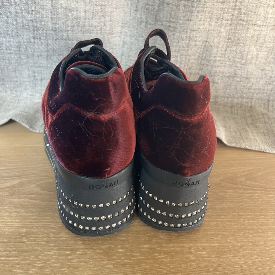 Hogan Red Velvet Midi leather platform sneakers | eBay