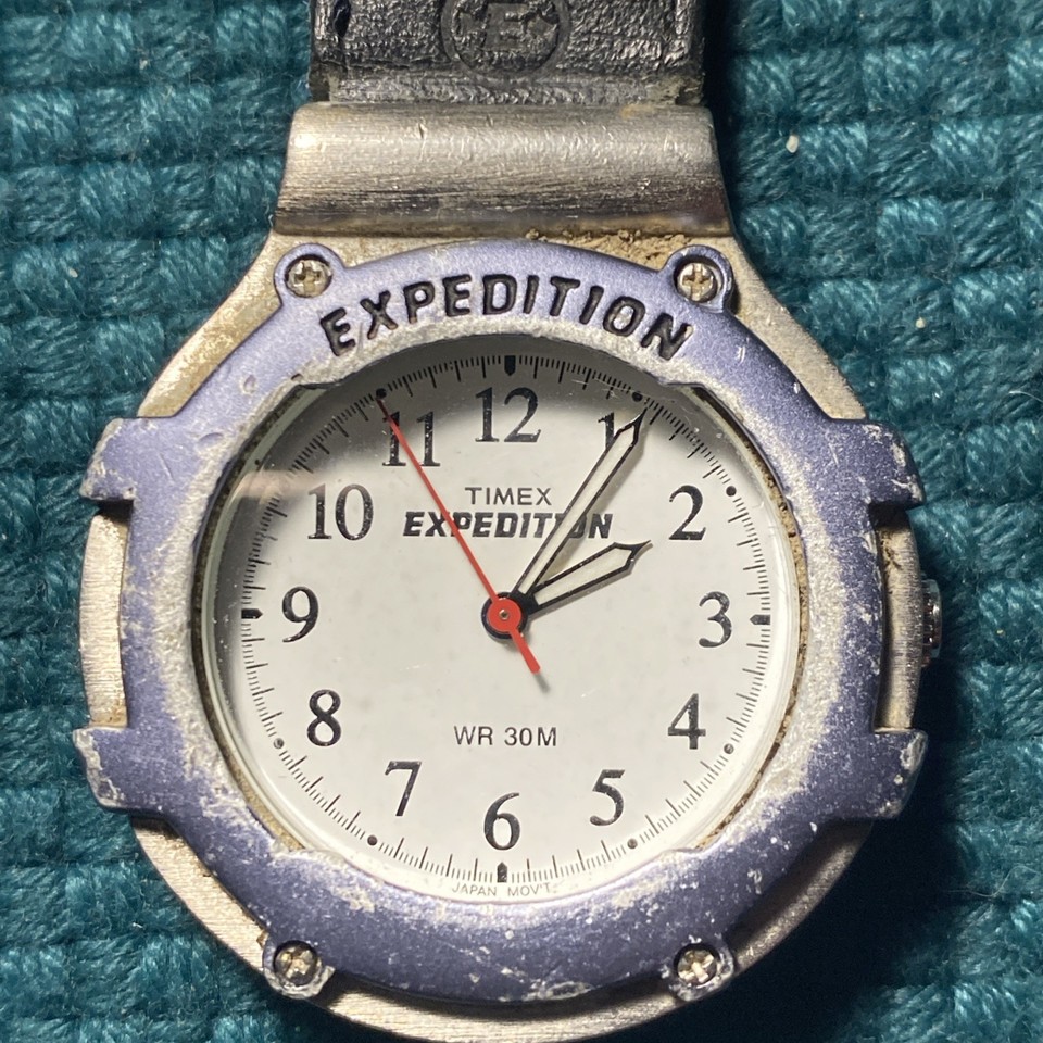 Timex Expedition Quartz Pocket Watch Men Silver Blue Analog Snap-on | eBay