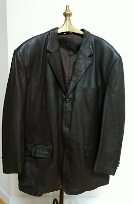 J. Ferrar Genuine Leather Sports Blazer Dress Coat Dark Brown XL Fits ...